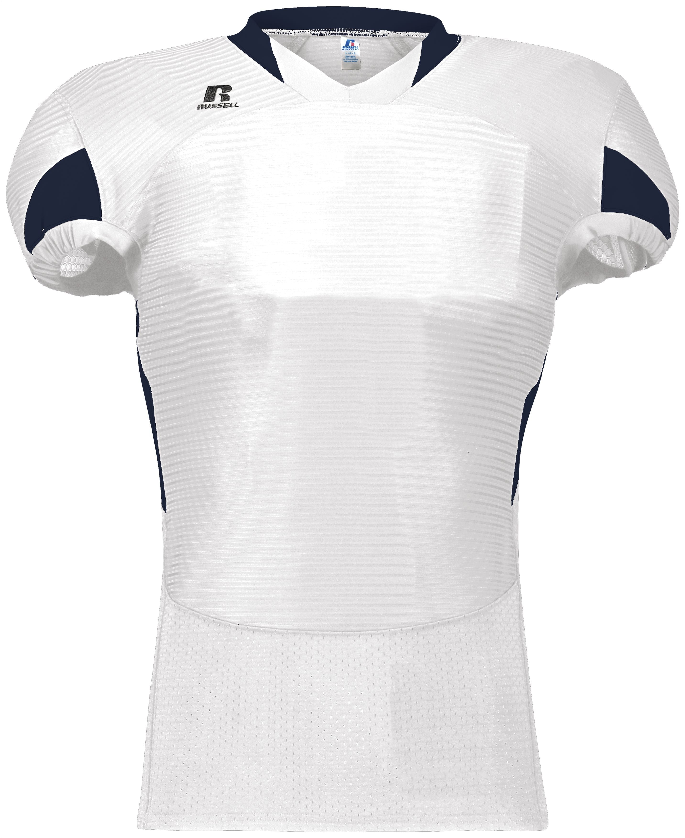 Russell Waist Length White-Navy Football Jersey – Jersey Factory USD